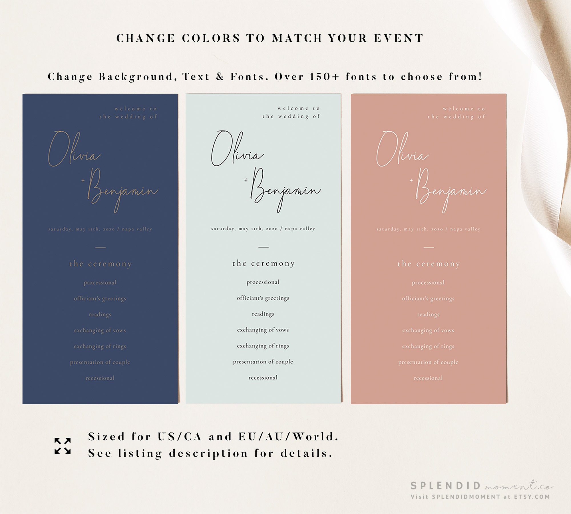 Modern Wedding Program Template Neutral and Elegant | Etsy