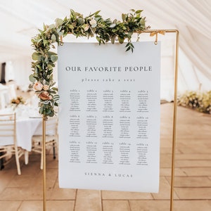 Modern Wedding Seating Chart Sign Template, Our Favorite People Seating ...