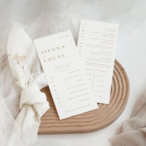 Minimalist Program Template, Wedding Program Timeline Template, Order ...