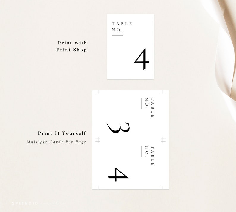 Modern Wedding Table Numbers Template: Minimalist Design (digital ...