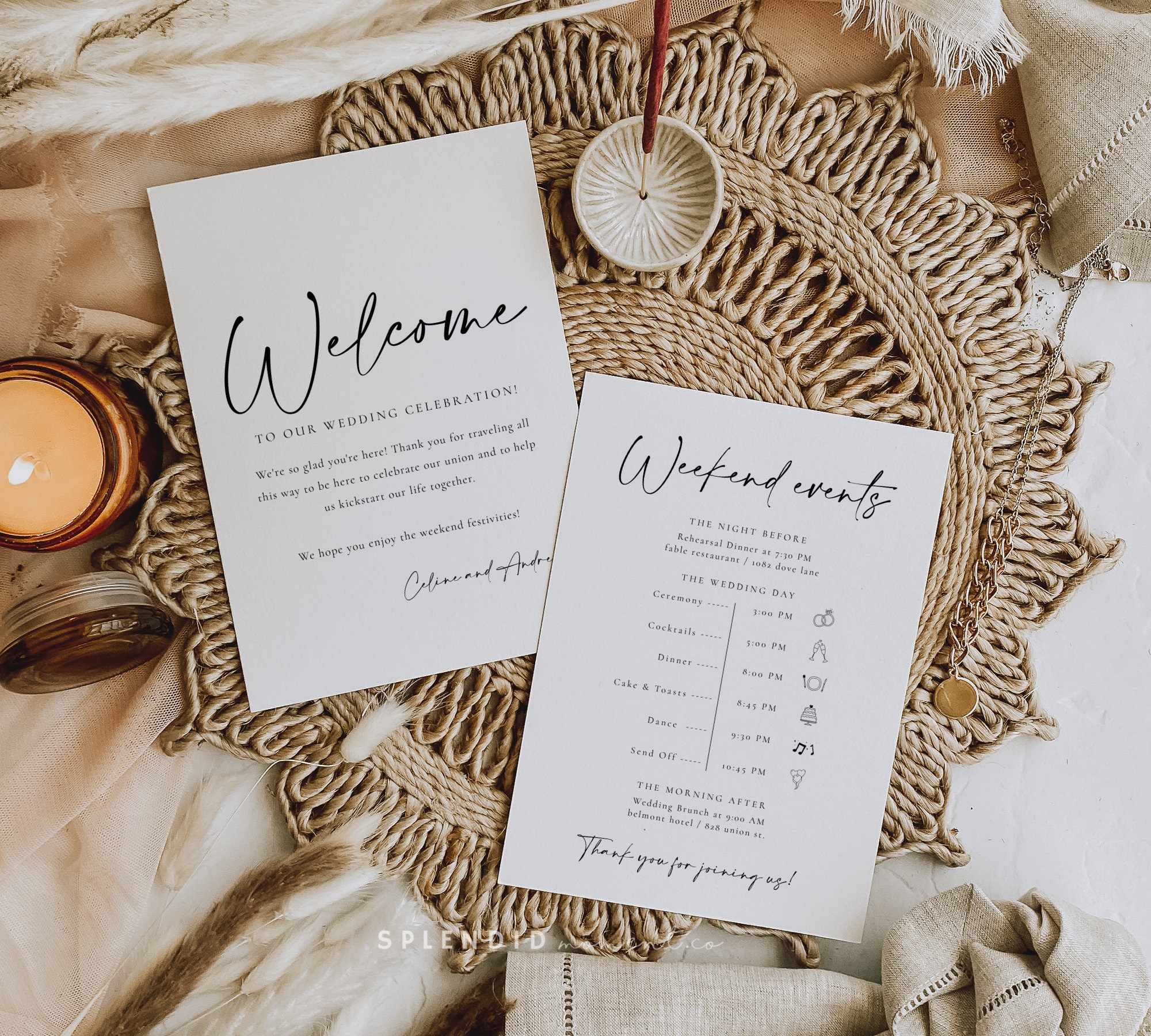 Editable Printable Wedding Itinerary Events Card Modern Wedding ...
