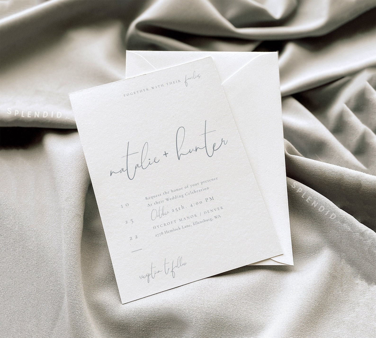 Dusty Blue Wedding Invitation Template Printable Dusty Blue - Etsy