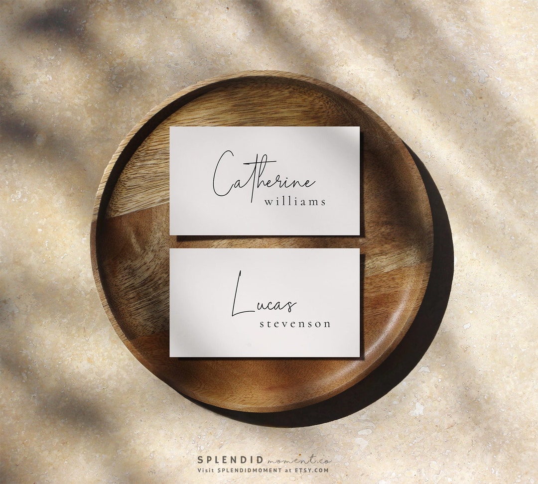 Neutral Wedding Place Card Template, Editable Wedding Place Cards ...