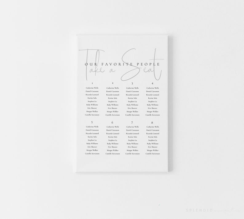 Luxury Wedding Seating Chart Template, Minimalist Seating Chart, Table ...