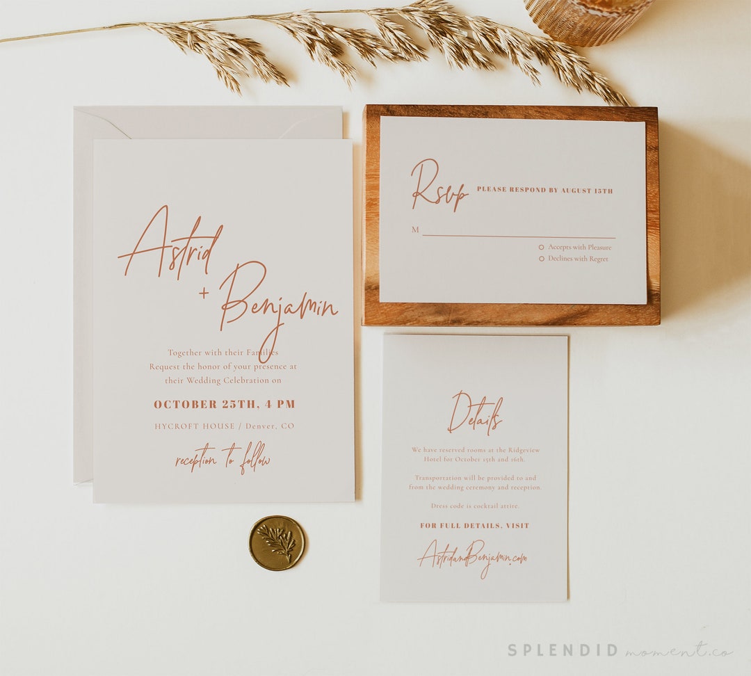 Elegant Bohemian Wedding Invitation Suite Simple Bohemian - Etsy