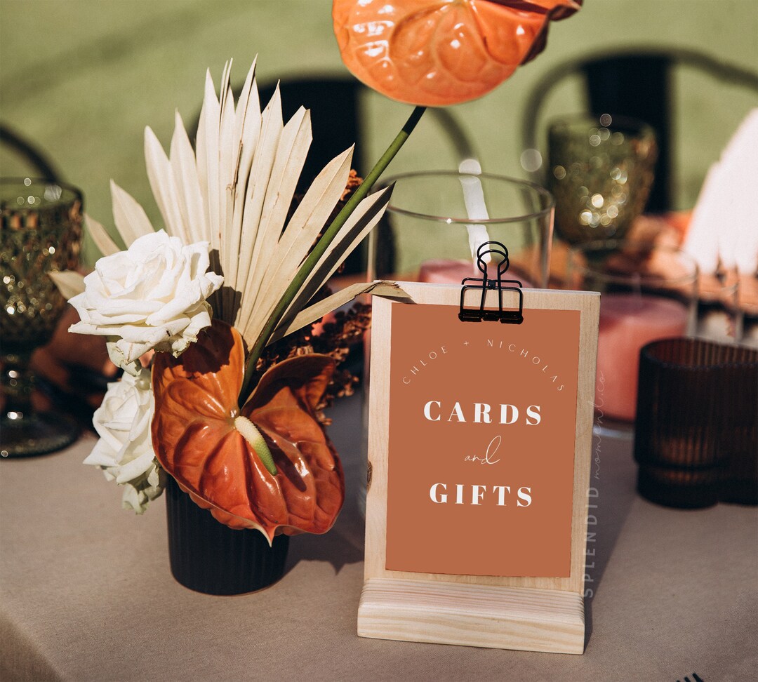 Cards and Gifts Wedding Sign Template, Terracotta Cards and Gifts Sign ...