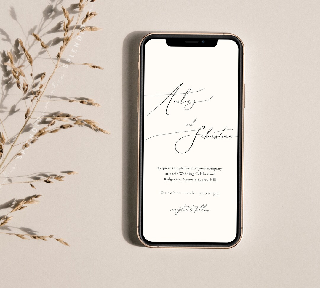 Virtual Wedding Invitation Template, Mobile Wedding Evite Template ...