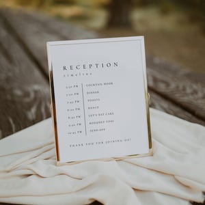 Modern Wedding Timeline Sign Template: Minimalist Reception Itinerary ...