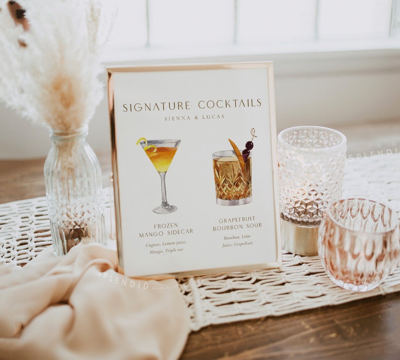 Minimalist Signature Cocktails Sign Template Signature Drinks - Etsy