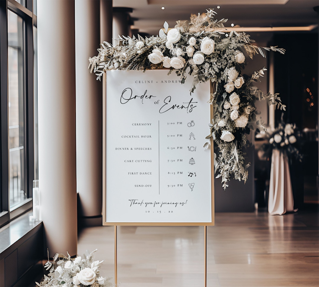 Wedding Order of Events Timeline Sign Template, Minimal Order of Events ...