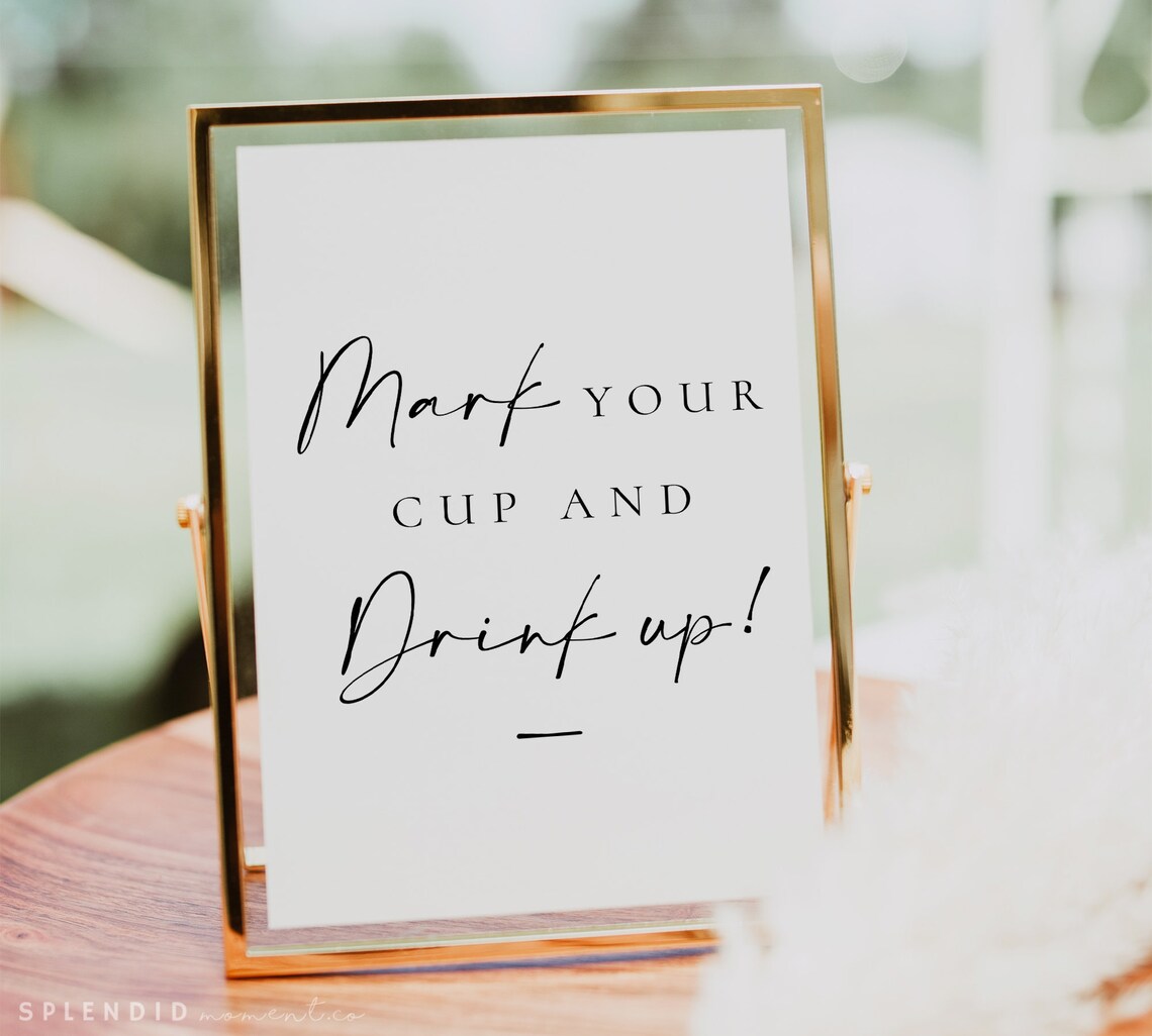 Mark Your Cup and Drink up Sign Wedding Bar Sign Party Sign - Etsy