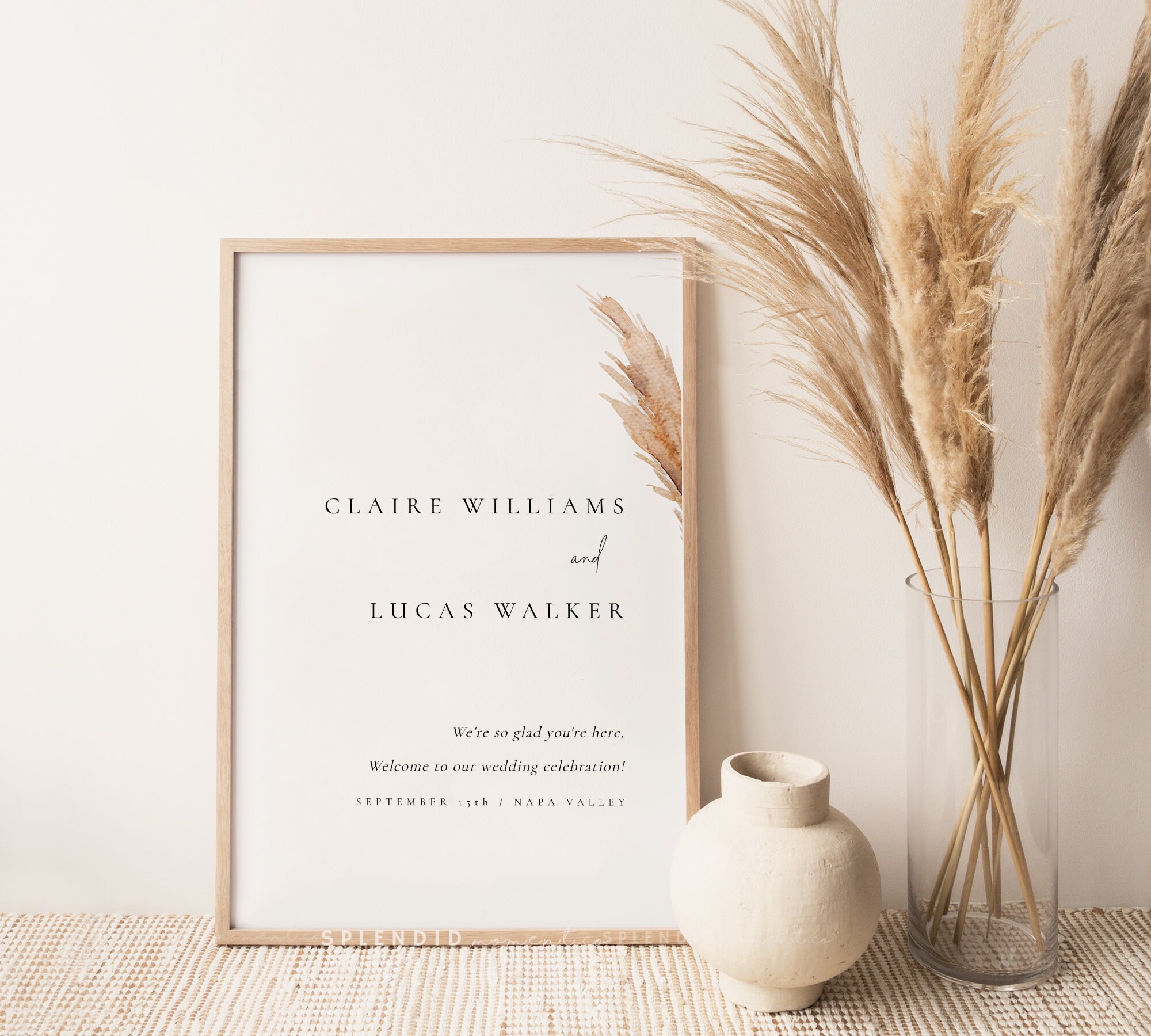 Pampas Grass Wedding Welcome Sign Welcome To Our Wedding Sign Etsy