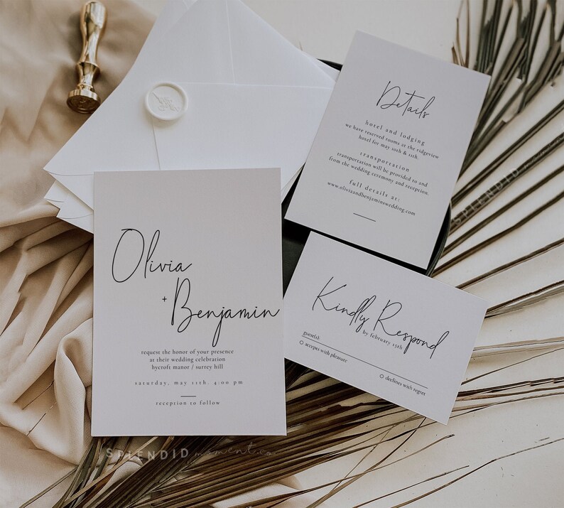 Minimal Invitation Suite Template Neutral Invitation Template - Etsy