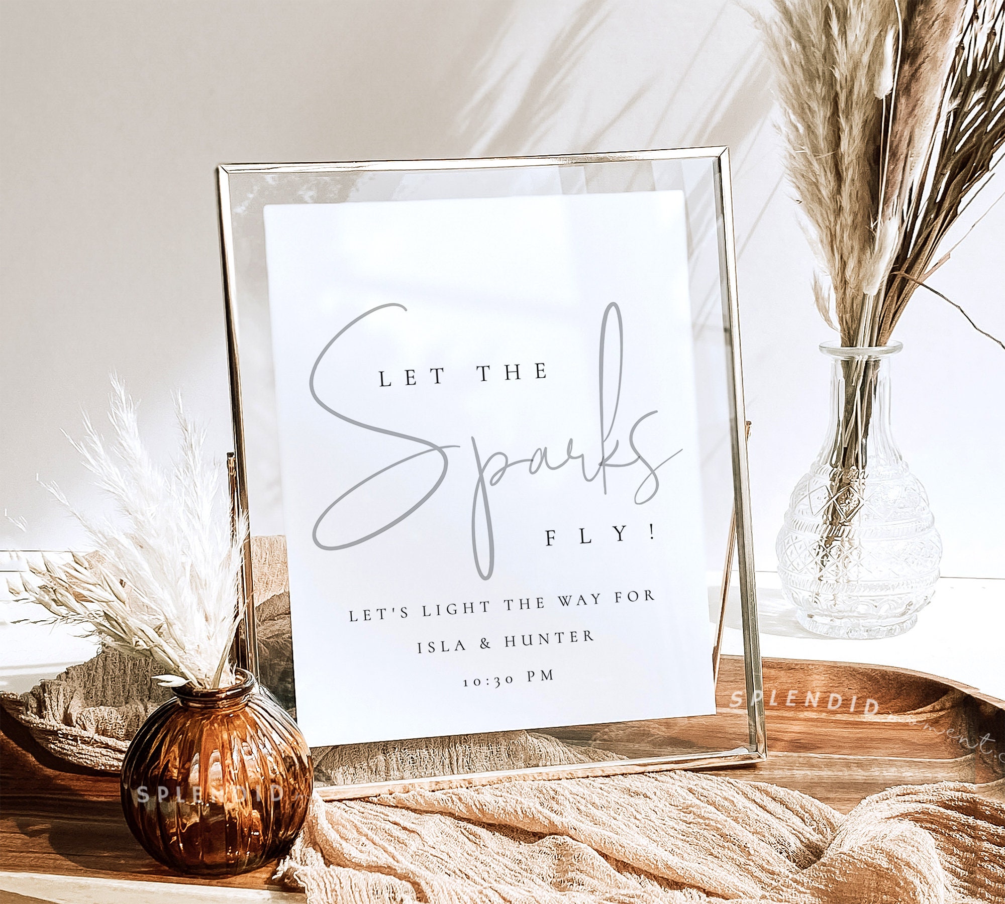Sparkler Sign Template Wedding Sparkler Sign Elegant Wedding - Etsy
