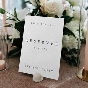 Wedding Reserved Seat Sign Template, Reserved Reception Seating Sign ...