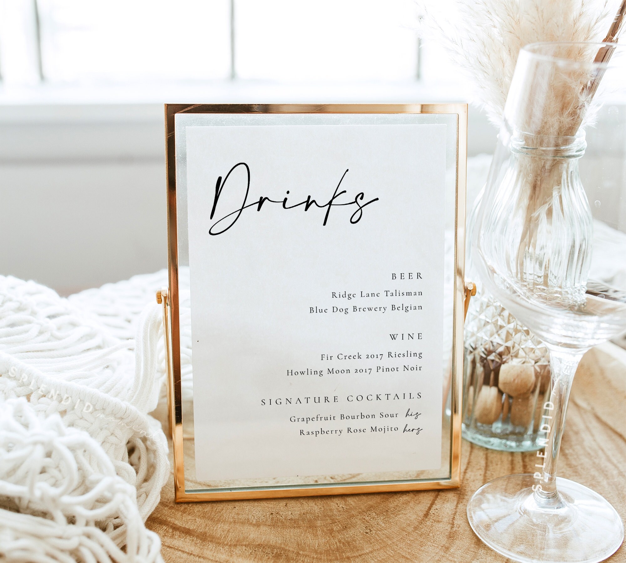 Modern Wedding Bar Sign Template Editable Elegant Wedding - Etsy