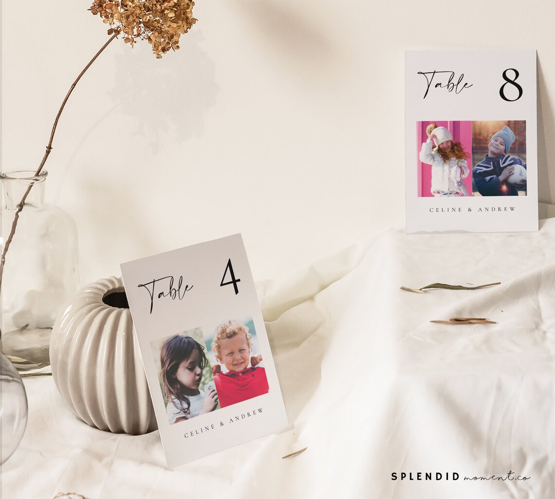 Wedding Table Numbers Sign Template: Childhood Photos (digital Download ...