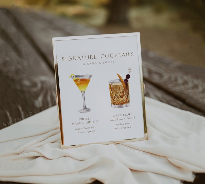 Minimalist Signature Cocktails Sign Template Signature Drinks - Etsy