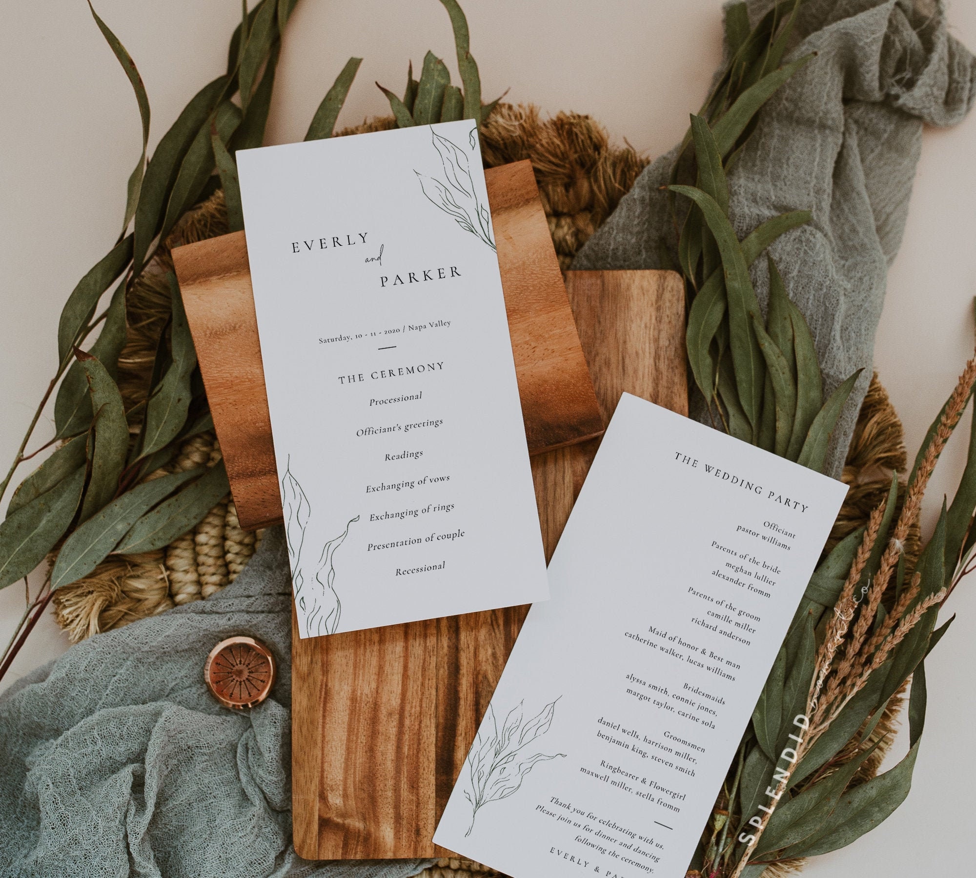 Elegant Wedding Program Template Printable Wedding Program | Etsy