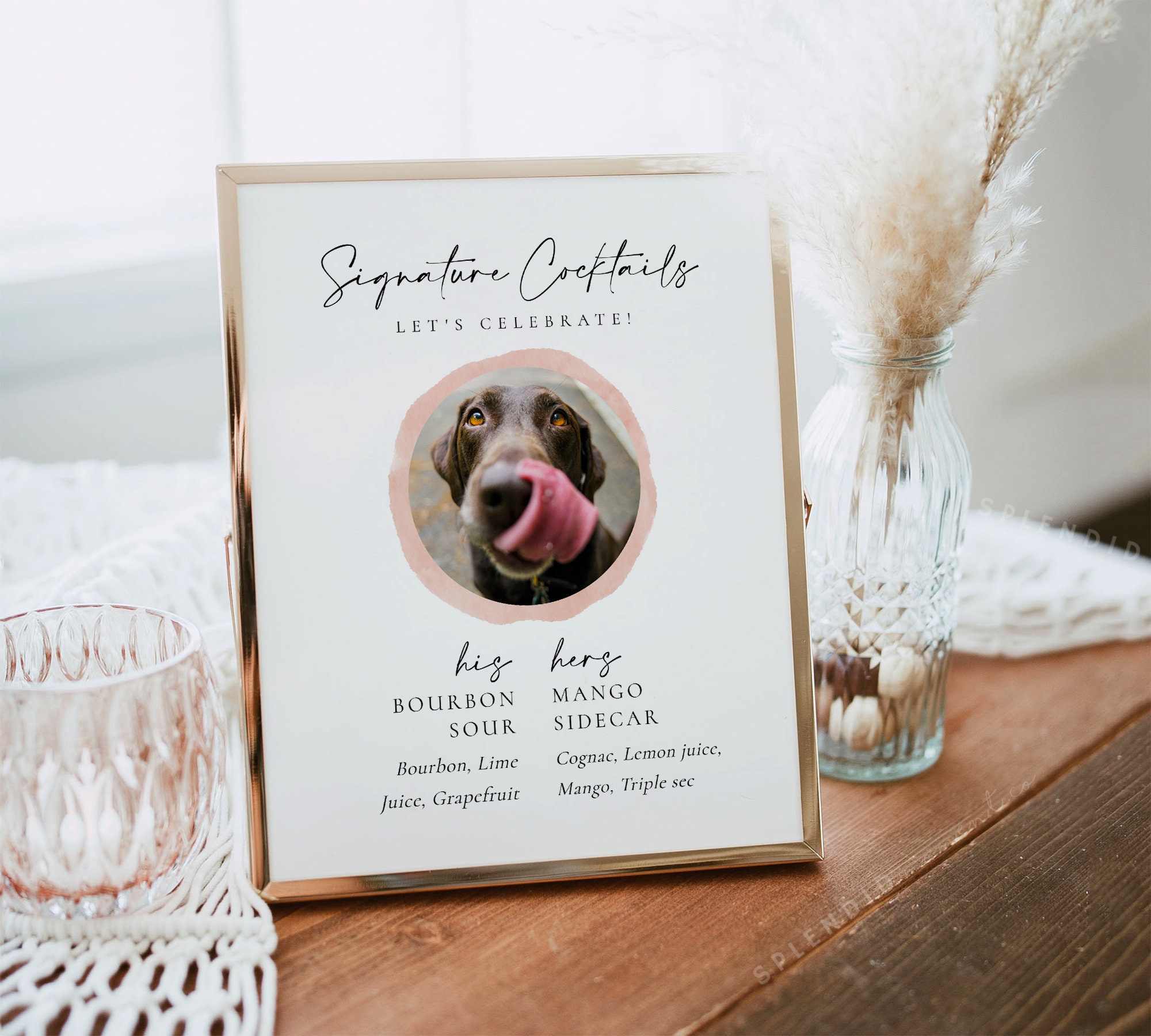 Signature Cocktail Pet Sign Template Modern Dog Bar Sign | Etsy