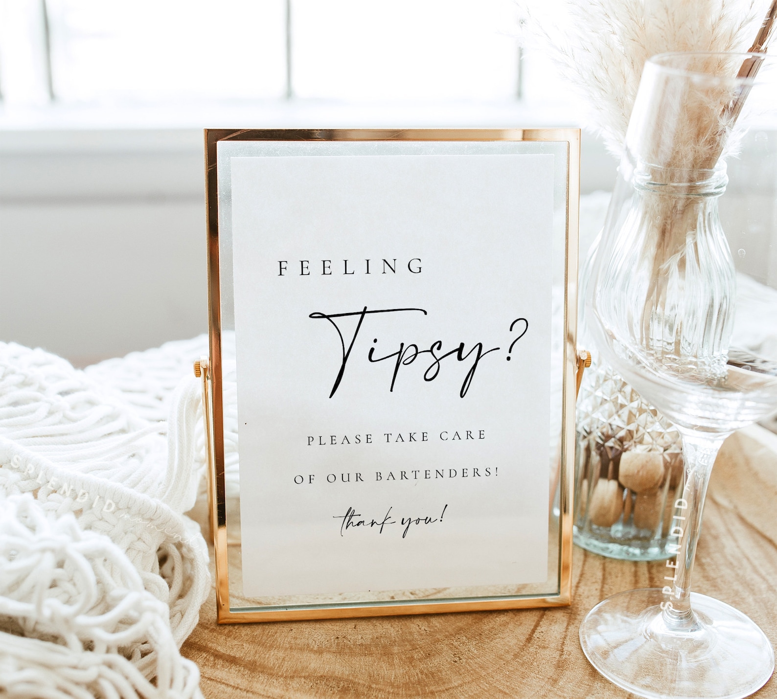 Feeling Tipsy Sign Template Modern Bartender Tips Template - Etsy