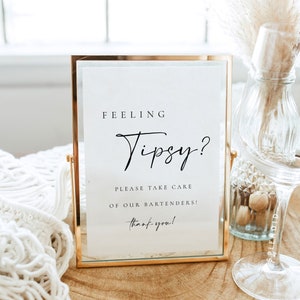 Feeling Tipsy Sign Template, Modern Bartender Tips Template, Wedding ...