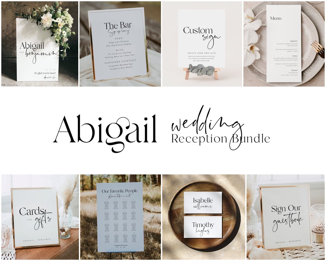 Modern Wedding Sign Templates, Wedding Bundle, Wedding Welcome Sign ...