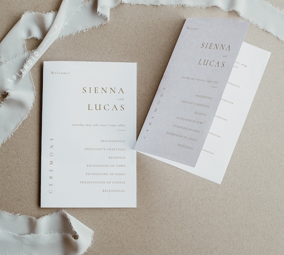 Elegant Wedding Program Template Wedding Program Booklet | Etsy