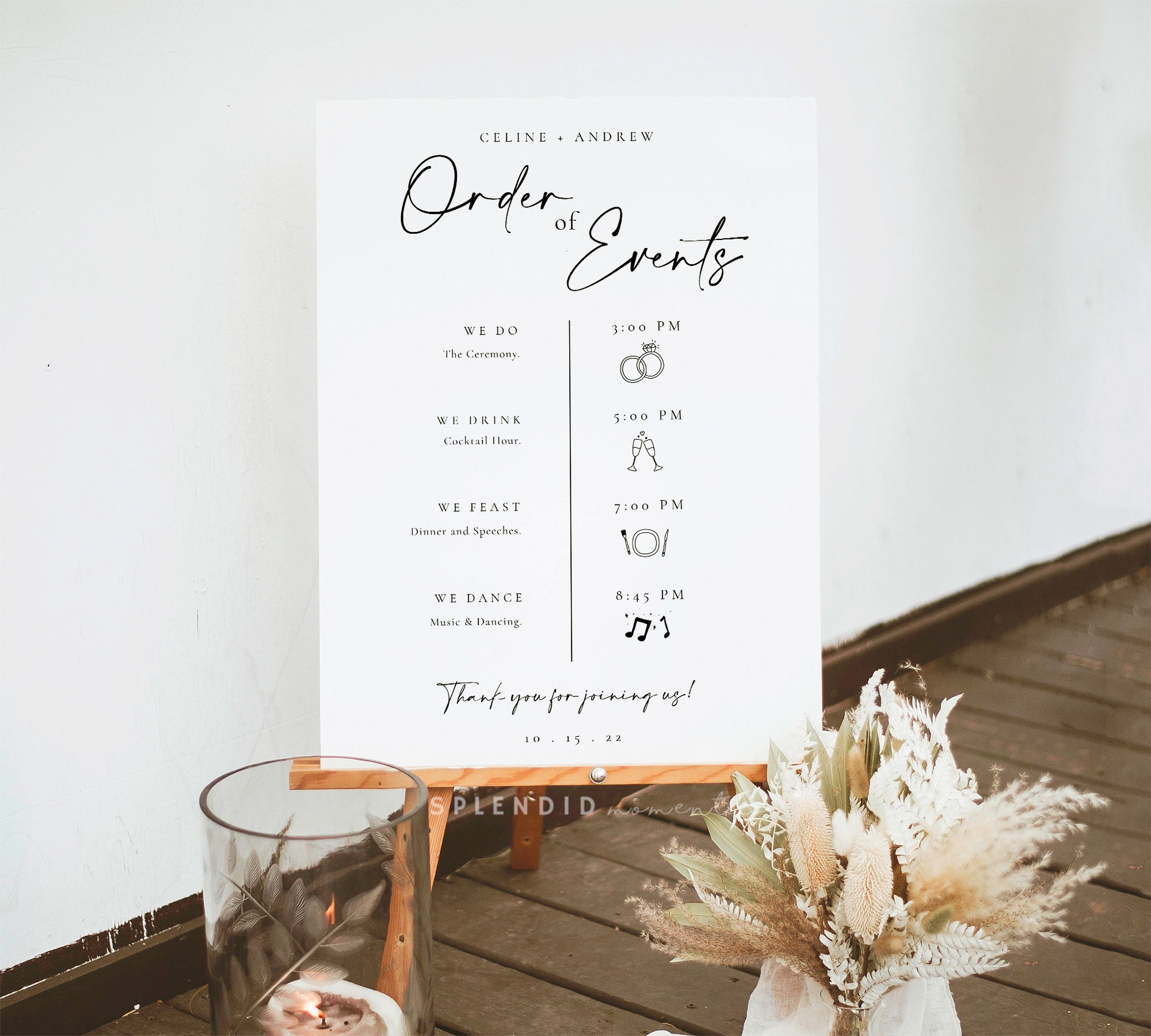 Invitations & Announcements Order of Events Sign JALA Printable Wedding ...