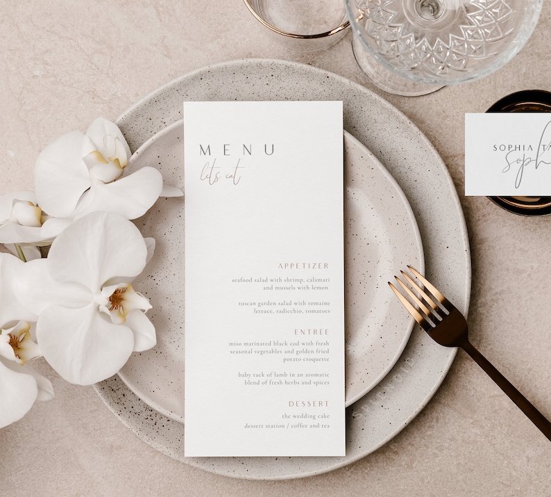 Elegant Wedding Menu Template Personalized Wedding Menu - Etsy
