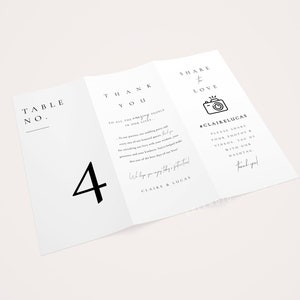 Elegant Trifold Table Numbers Template, Wedding Trifold Table Number ...