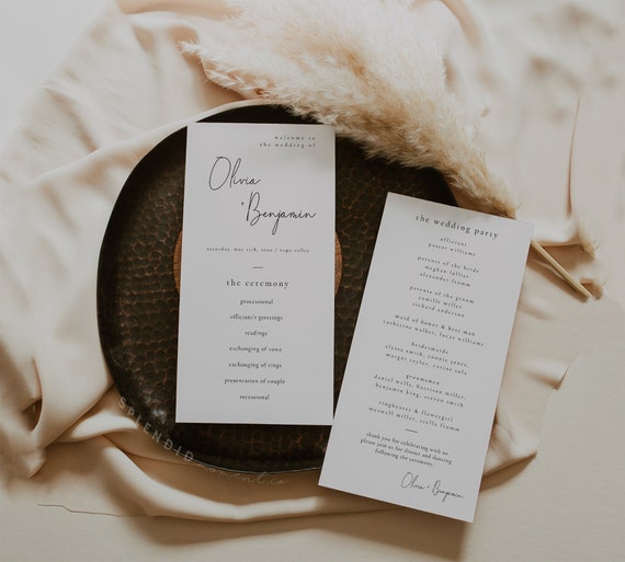 Modern Wedding Program Template Neutral and Elegant | Etsy