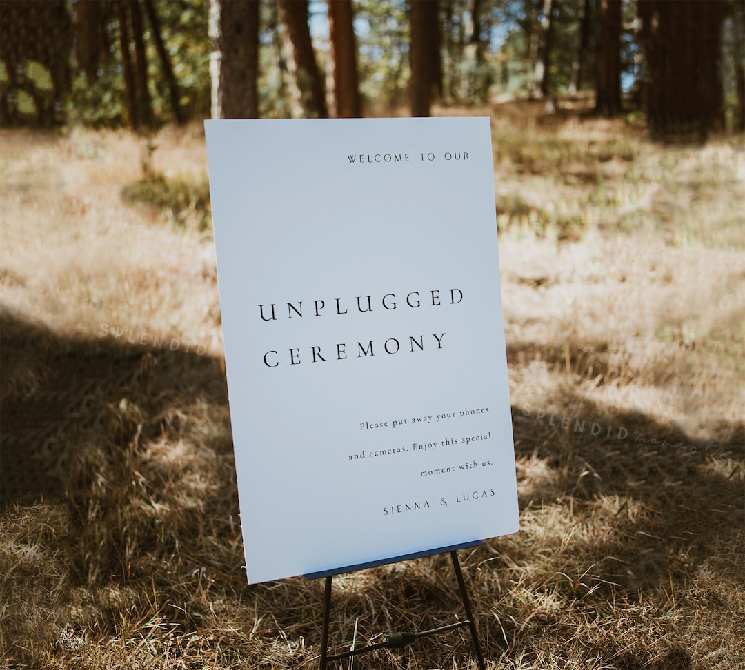 Unplugged Ceremony Wedding Sign Template, Modern Wedding Welcome Sign ...