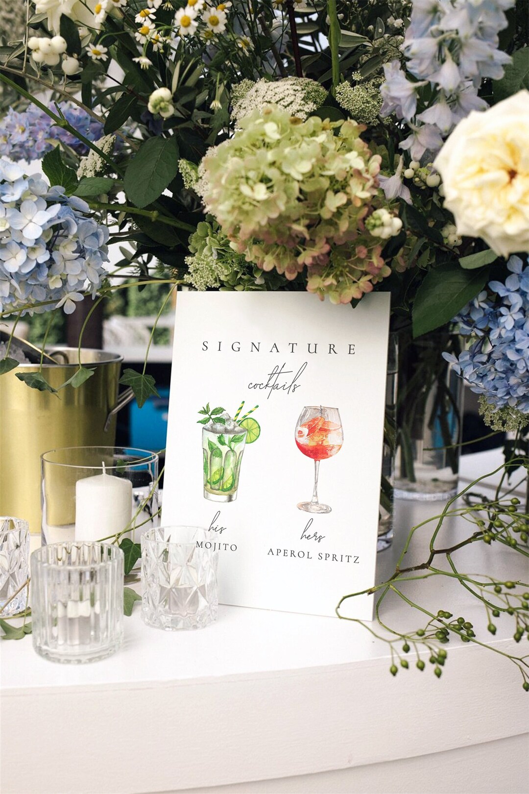 Signature Wedding Cocktails Sign Template, Featured Drinks Sign, His ...