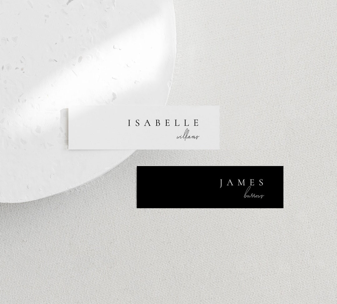 Editable Wedding Name Card Template, Modern Wedding Place Cards ...