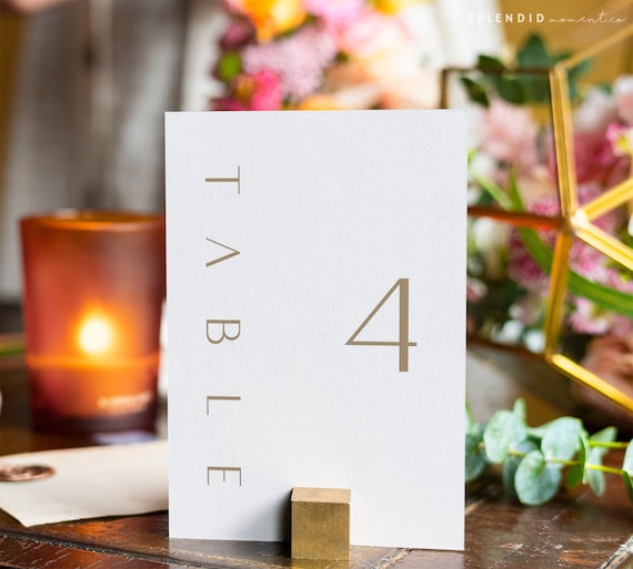 Gold Wedding Table Numbers Template Minimalist Modern Table - Etsy