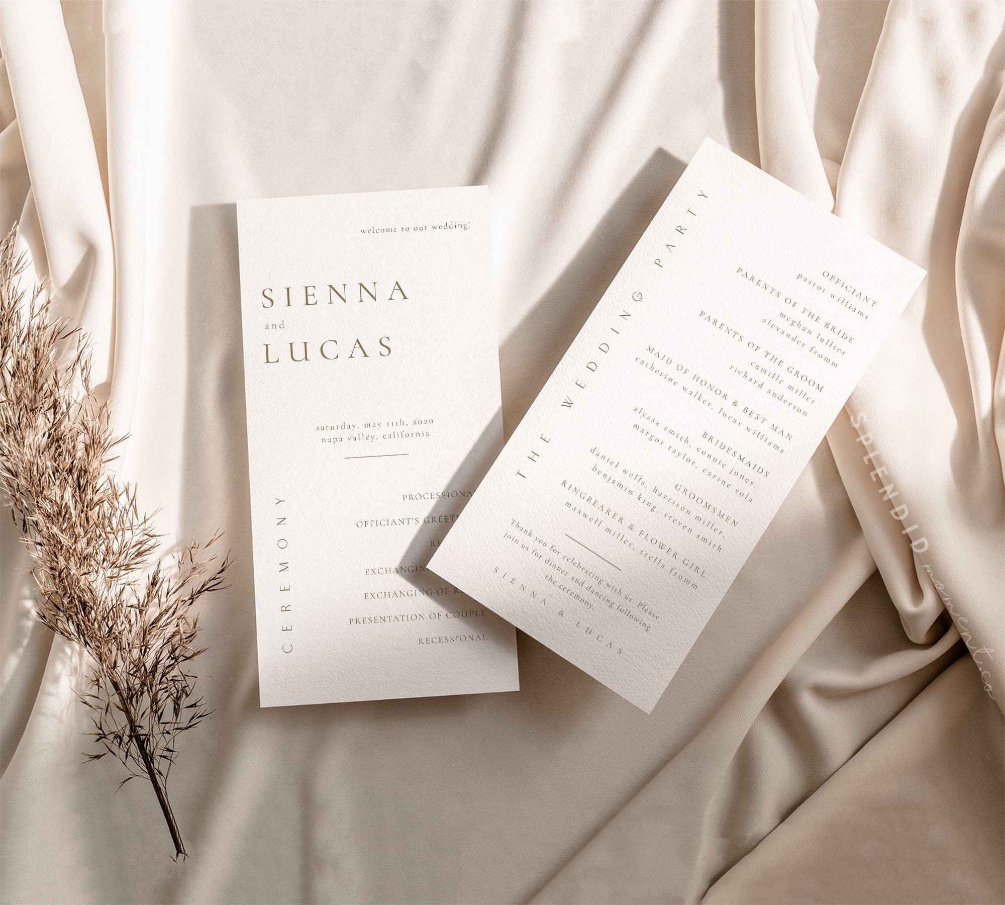 SIENNA Minimalist Wedding Timeline Template Minimal Design Elegant ...