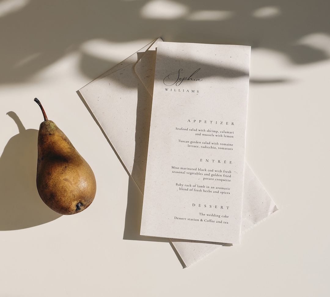 Elegant Menu Template, Personalized Wedding Menu, First & Last Name ...