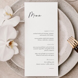 Editable Wedding Menu Template, Modern Reception Menu Card, Wedding ...