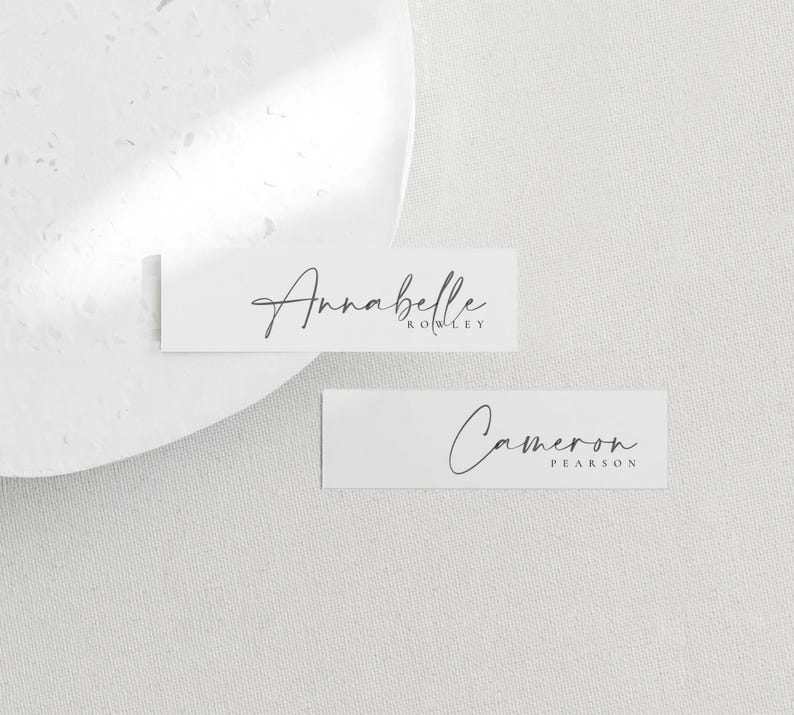 Modern Wedding Place Cards Template: Reception Name Cards for Menu ...