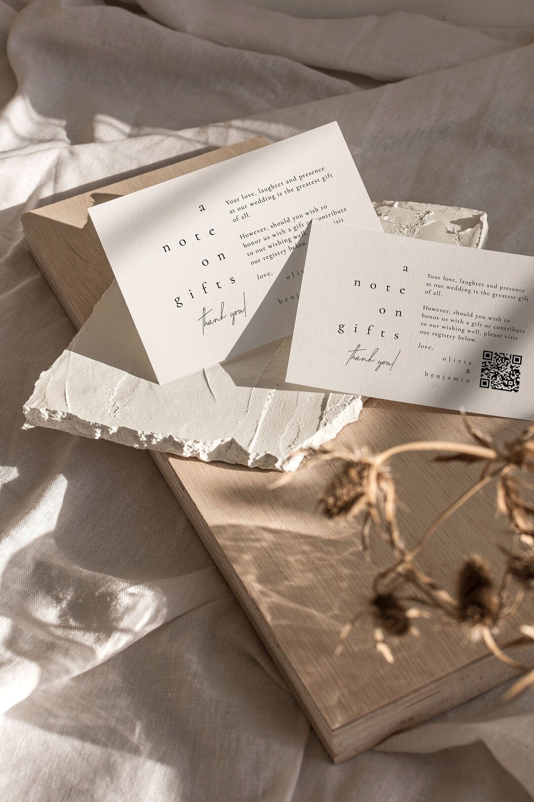 Wedding Gift Note Card Template, Wedding Invitation Enclosure ...