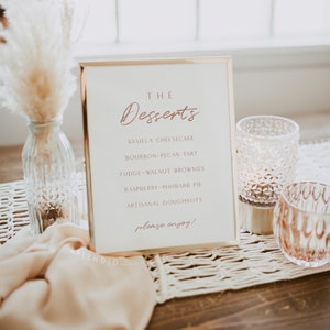 Modern Dessert Sign Template, Pink Dessert Sign, Editable Dessert Sign ...