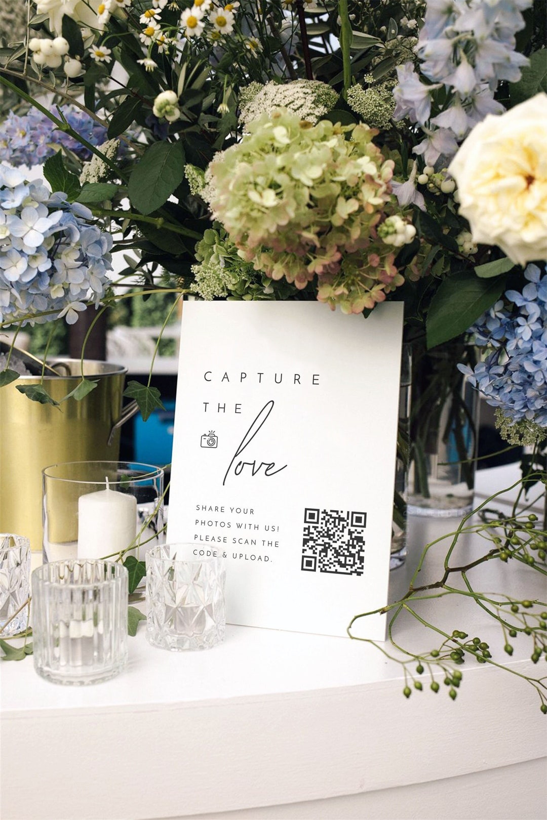 Editable Capture the Love Sign Template, Wedding QR Code Photo Gallery ...