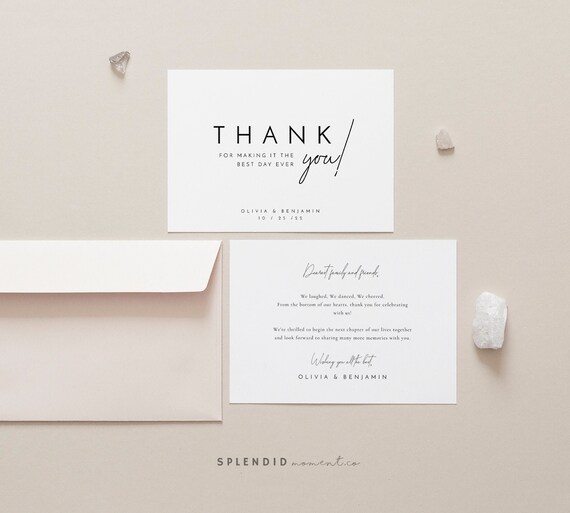 Minimal Thank You Card Template Editable Printable Modern - Etsy