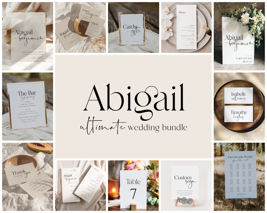 Minimalist Wedding Invitation Template Bundle: Taupe Modern Suite ...