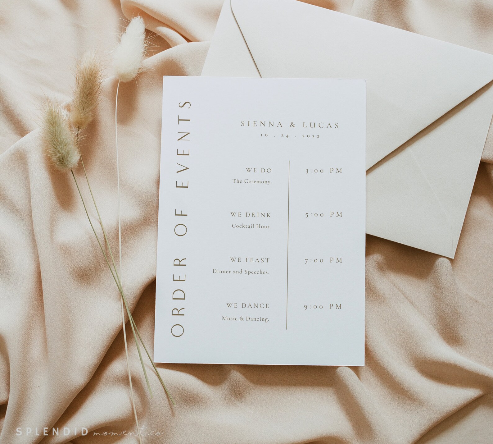 Gold Wedding Timeline Sign Template Minimal Timeline Card - Etsy