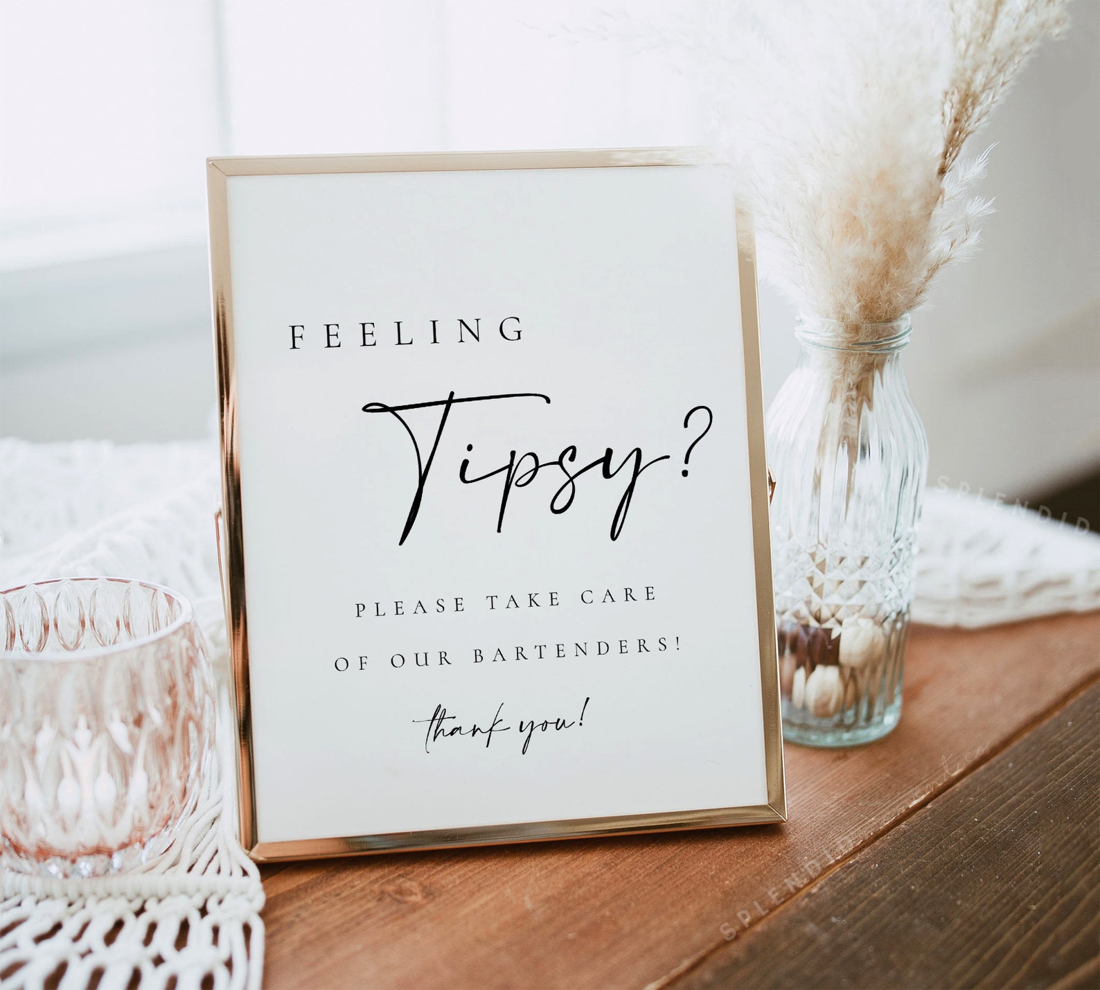 Feeling Tipsy Sign Template Modern Bartender Tips Template - Etsy
