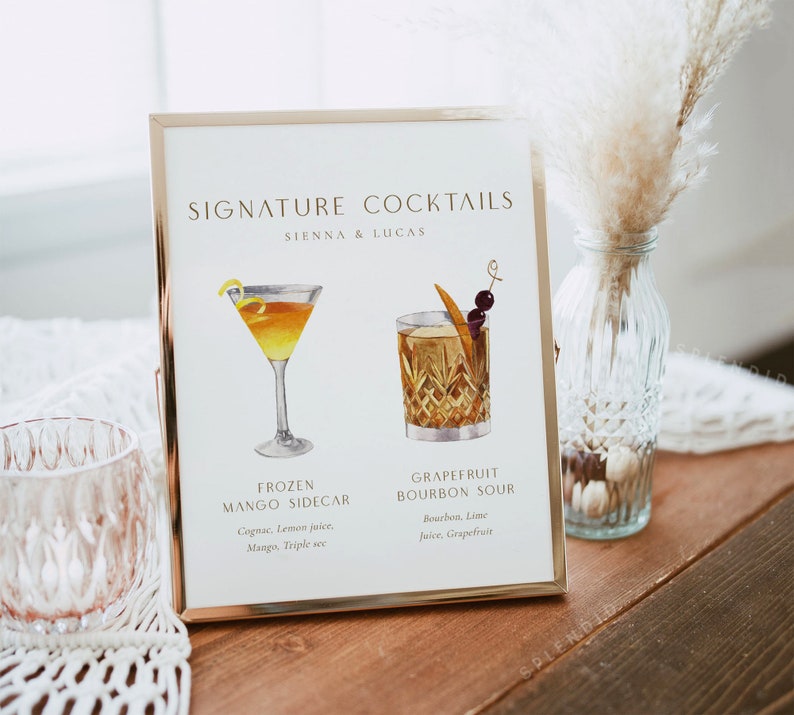 Minimalist Signature Cocktails Sign Template Signature Drinks - Etsy