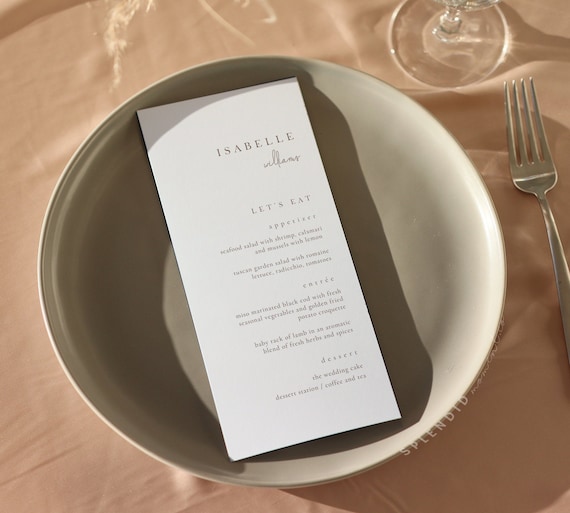 Wedding Menu Name Place Card Template Editable Guest Name - Etsy