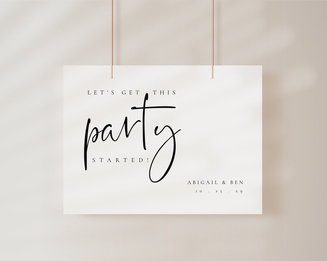 Plantilla de letrero de bienvenida para bodas, Let's Start the Party ...